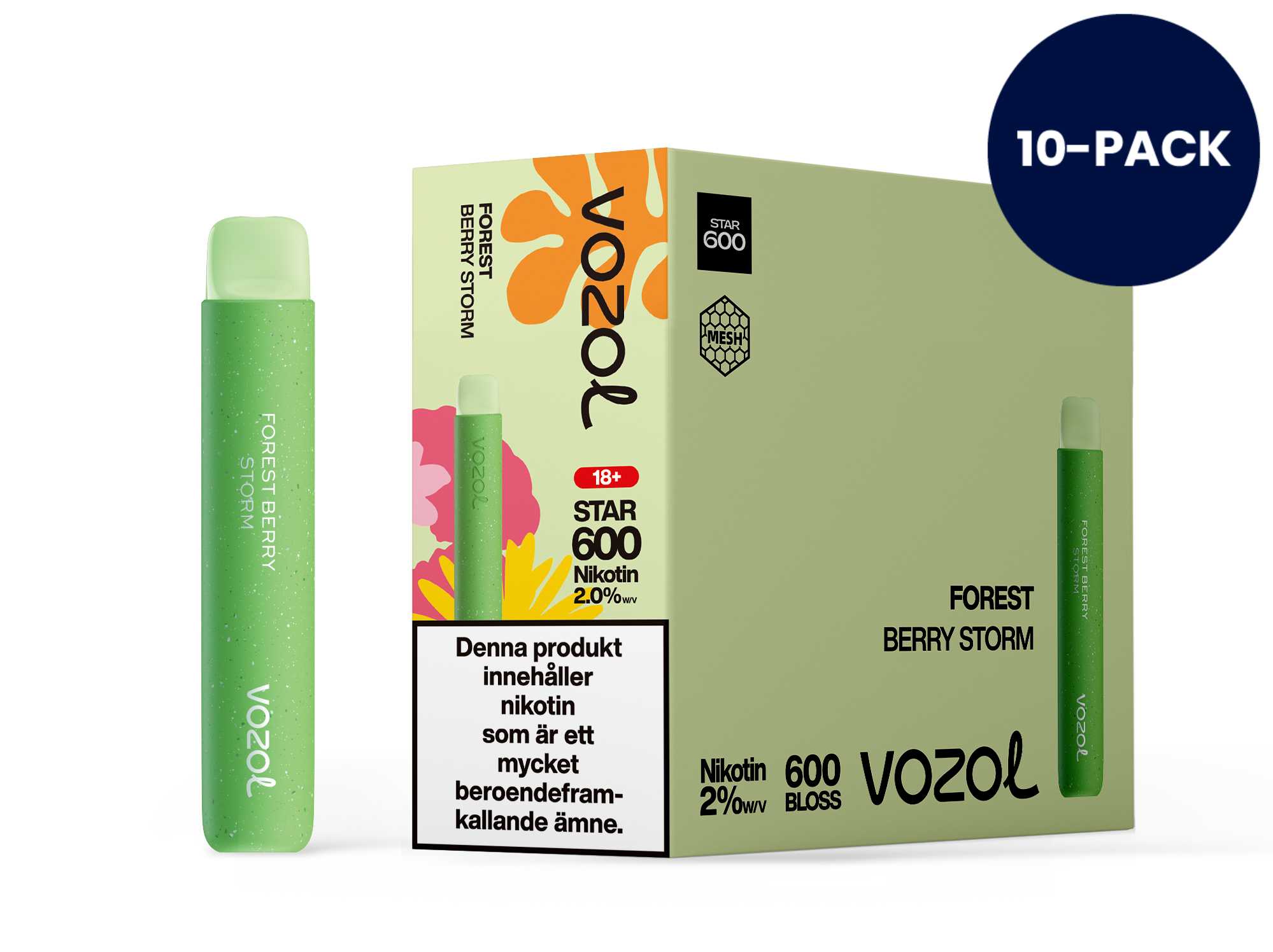 Vozol 600 Forest Berry Storm | Engångs Vape | 20mg | 10-pack – Vapegross.se