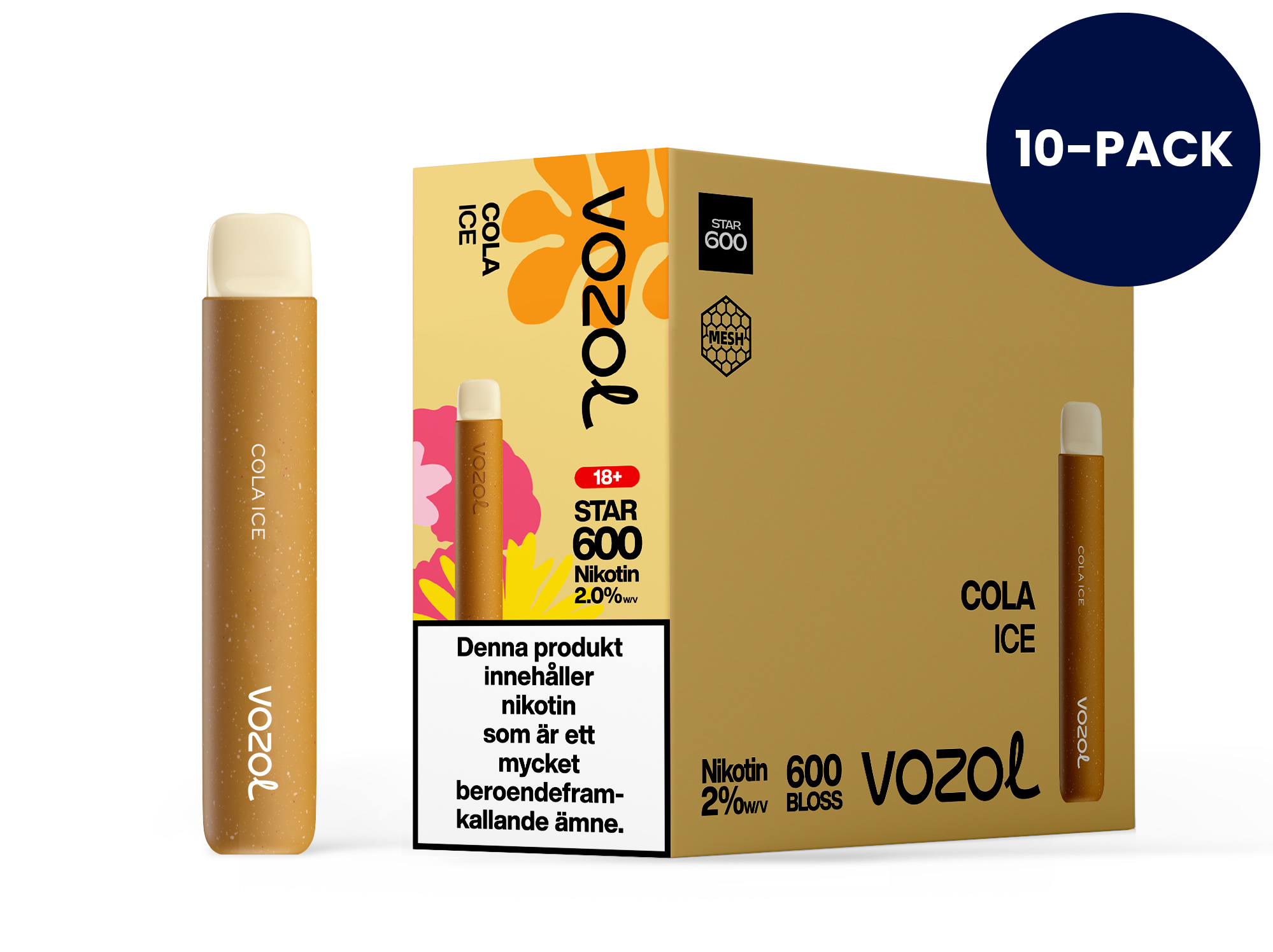 Vozol 600 Cola Ice | Engångs Vape | 20mg | 10-pack – Vapegross.se