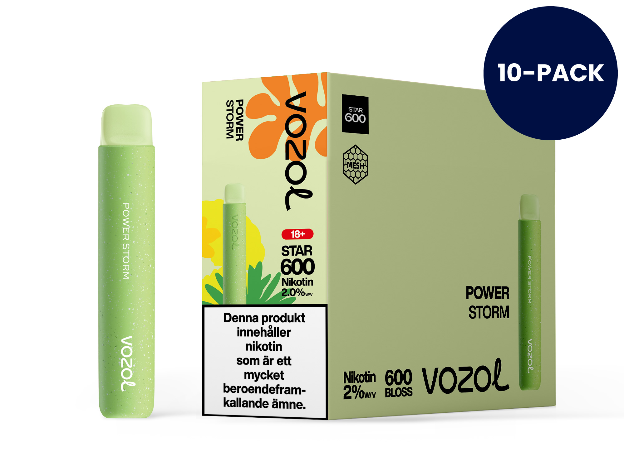 Vozol 600 Power Storm | Engångs Vape | 20mg | 10-pack – Vapegross.se