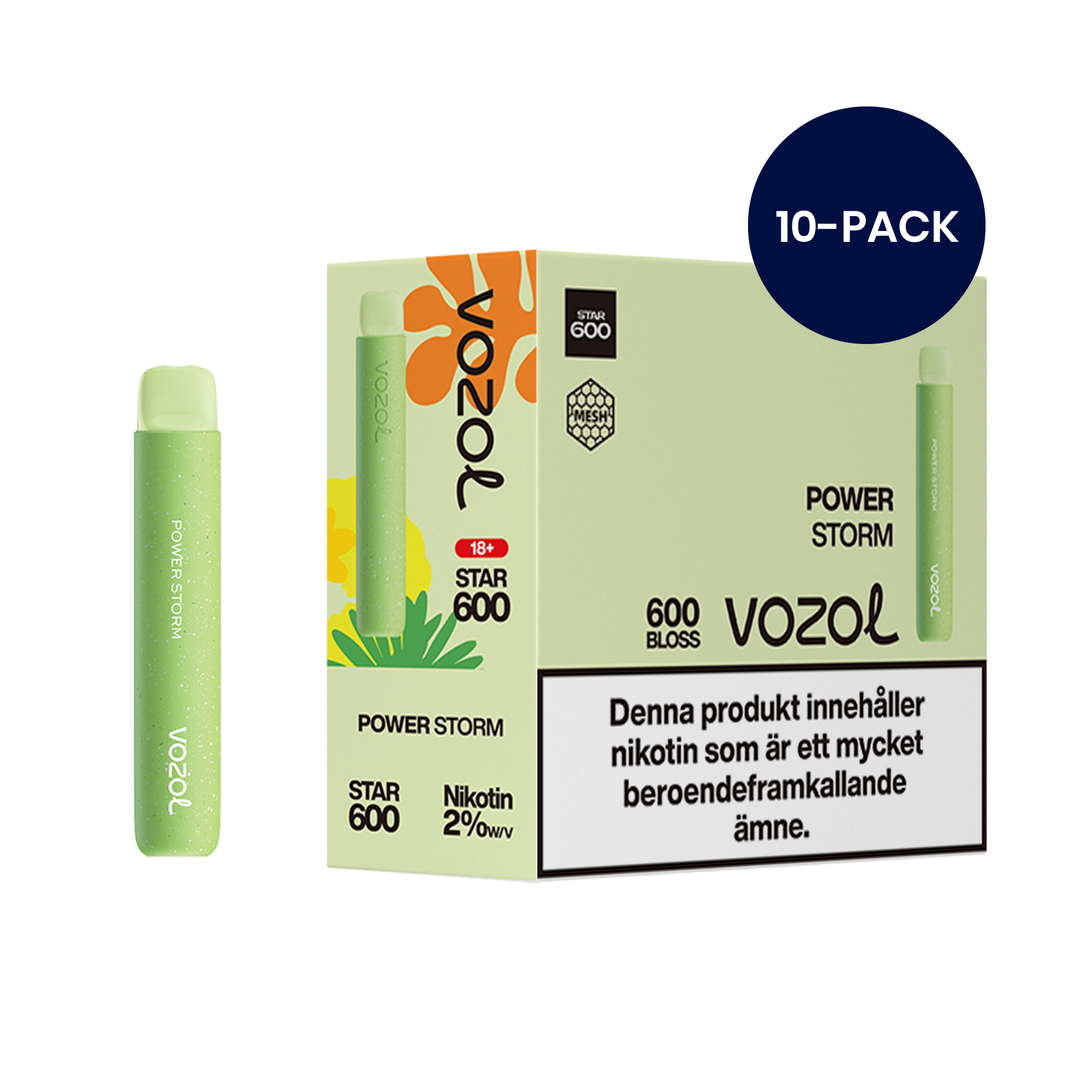 Vozol 600 Power Storm | Engångs Vape | 20mg | 10-pack – Vapegross.se